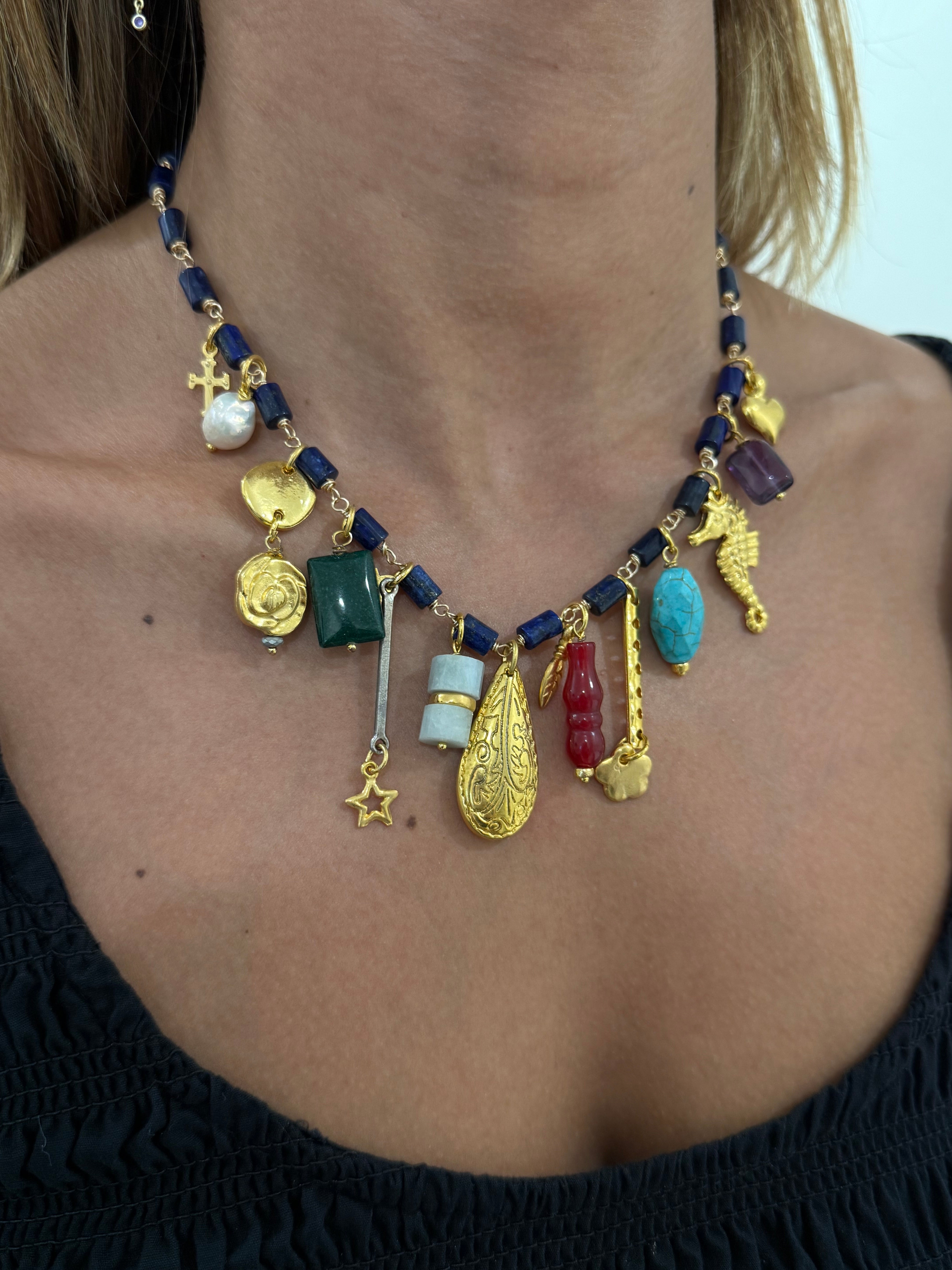 Karmelia Lapiz Lazuli Necklace – Spicy Colada